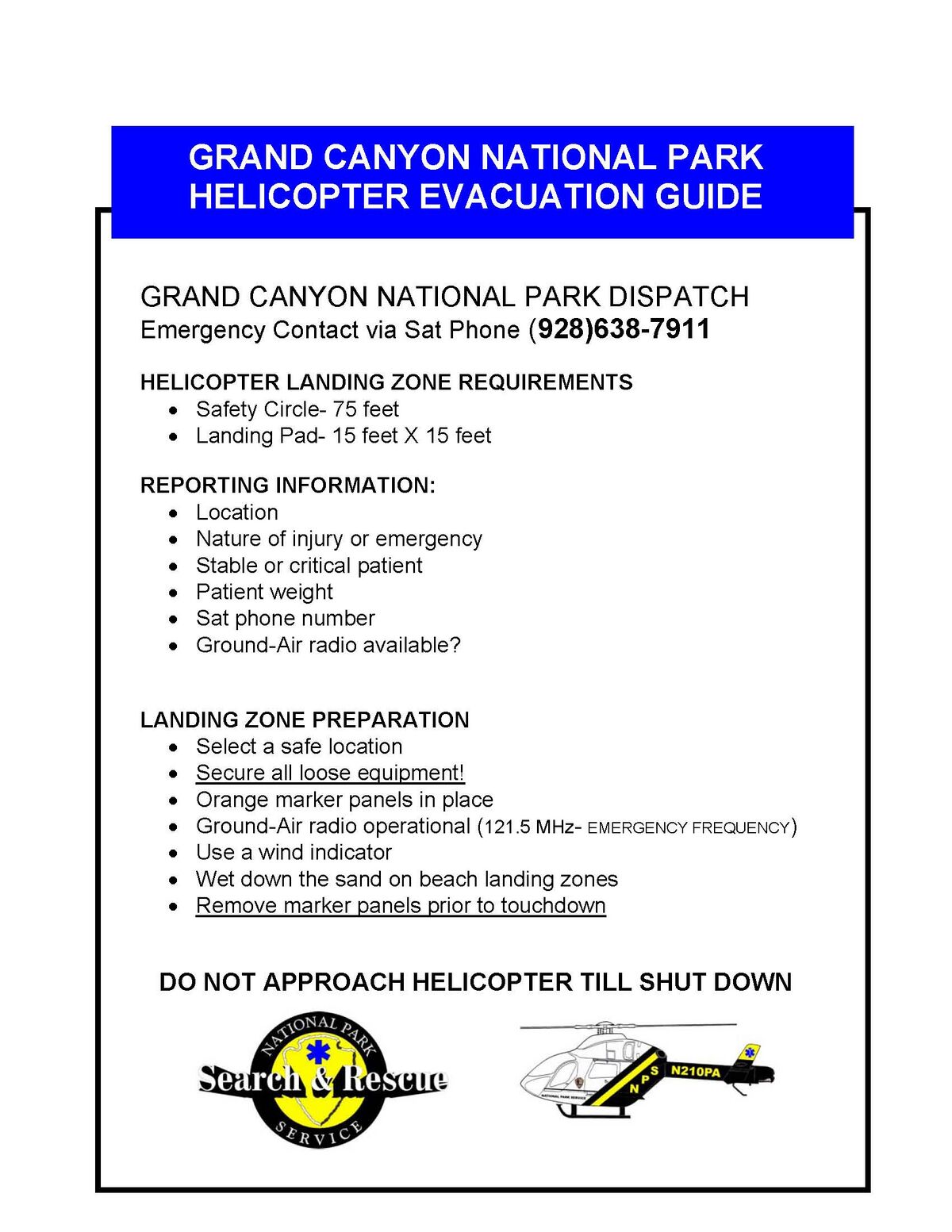 Helicopter Tip Handout - RaftingGrandCanyon